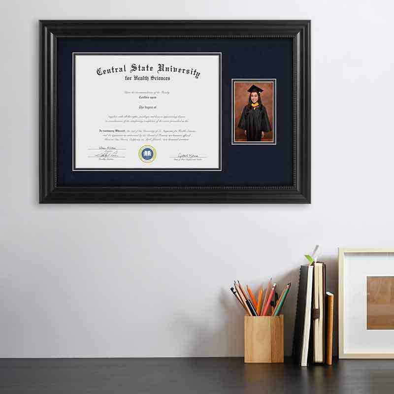 Heritage Frames 11x14 Premium Black Wood Diploma Frame with 4x6 Photo Display